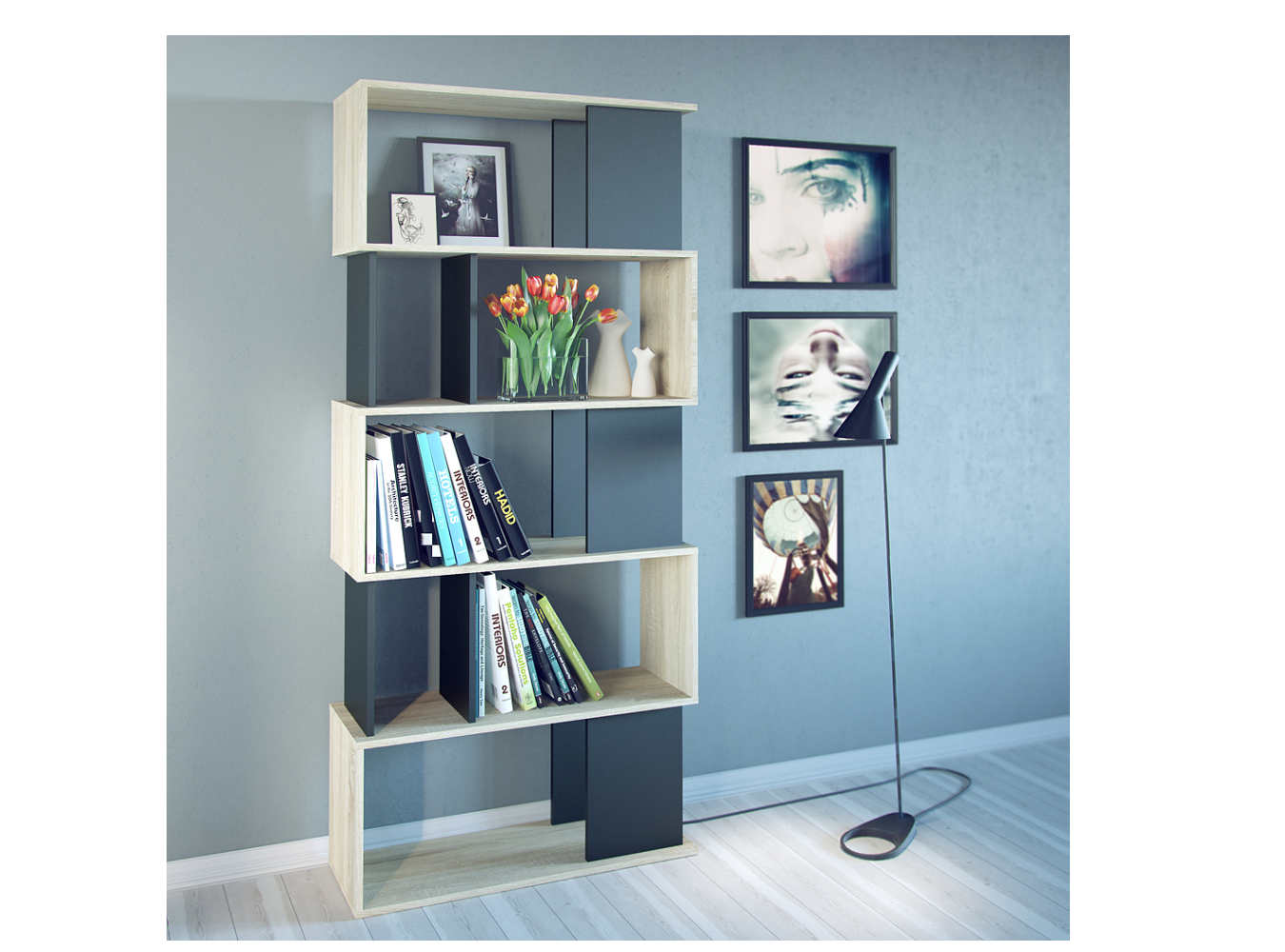 Poličnik Malta Barva hrast, črna | Poličniki | Jedilnice / Kuhinje ...