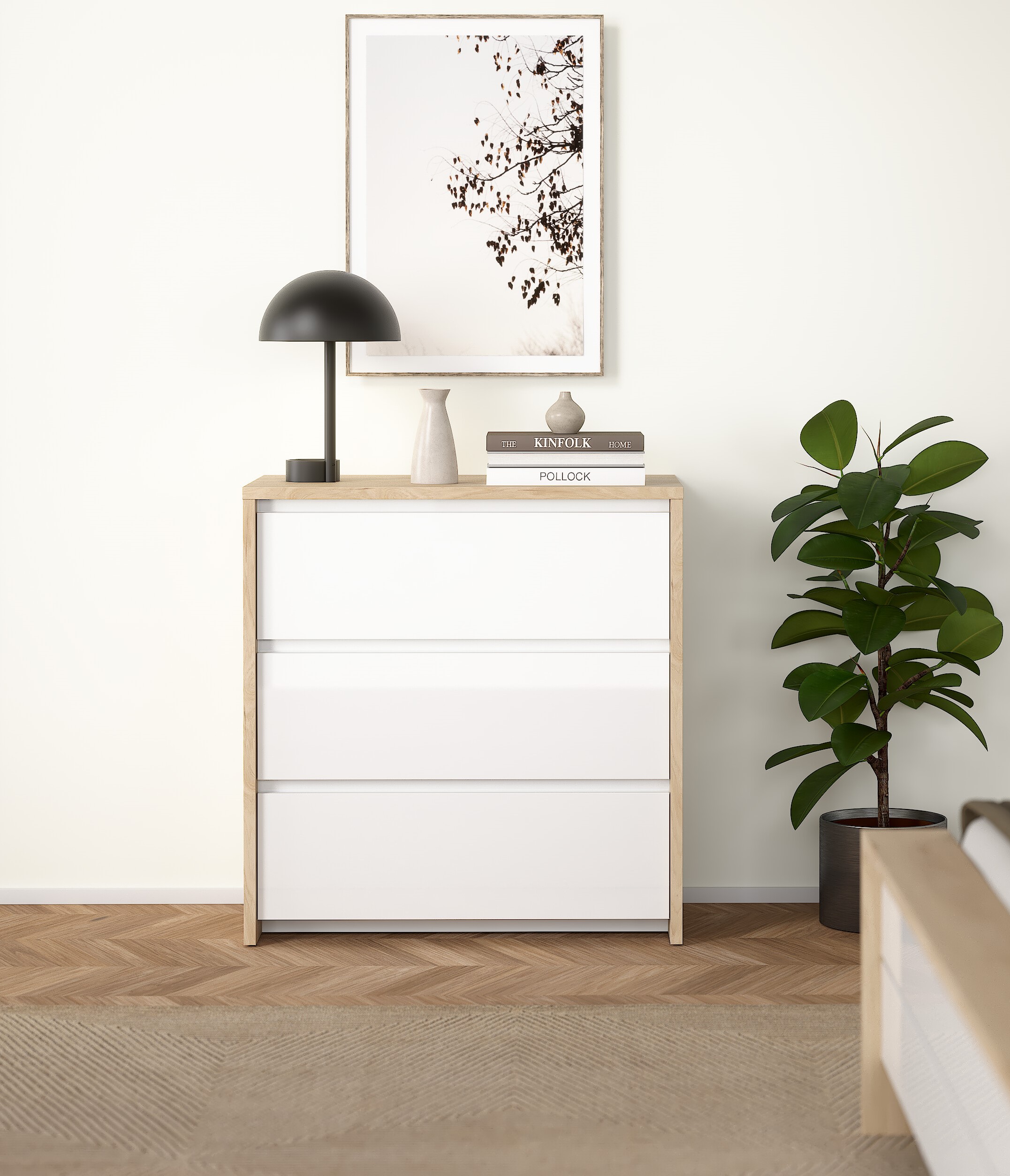 Predalnik Next 02, Barva divji hrast, bela visoki sijaj, po naročilu ...