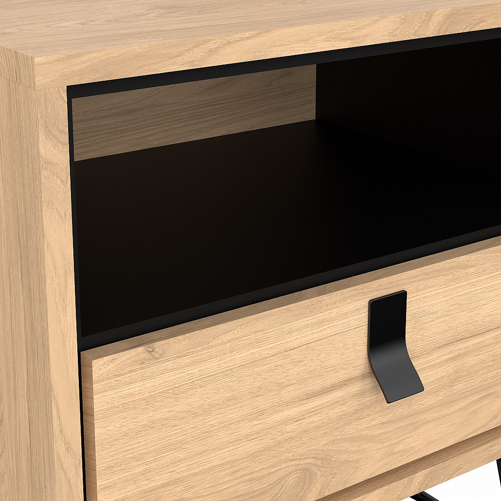 Nočna omarica Cordoba 2, Barva hrast, črna | Nočne omarice | Spalnica ...