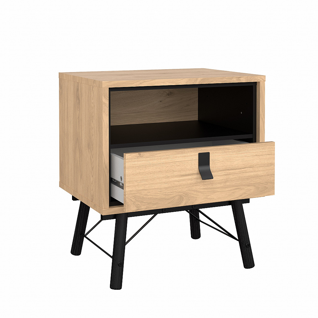 Nočna omarica Cordoba 2, Barva hrast, črna | Nočne omarice | Spalnica ...