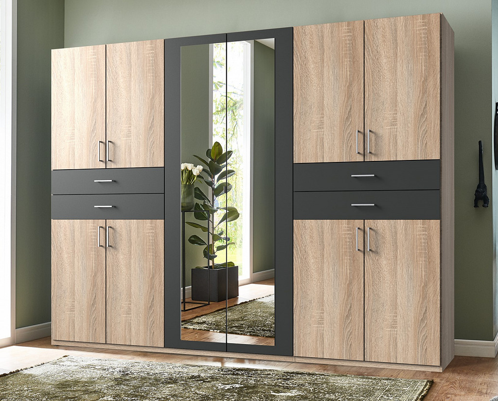 Omara Torino 6 vrat, 270 cm Barva hrast, grafit črna, po naročilu ...